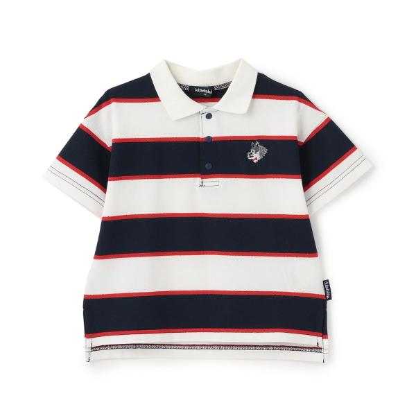 型番：5362201ブランド：クレードスコープ商品名：オオカミワンポイントボーダー半袖ポロシャツカラー：紺/グリーン