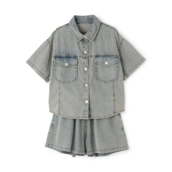 型番：7761311ブランド：ラブトキシック商品名：【LTXC/接触冷感】デニムシャツセットアップカラー：ブルー/グレー