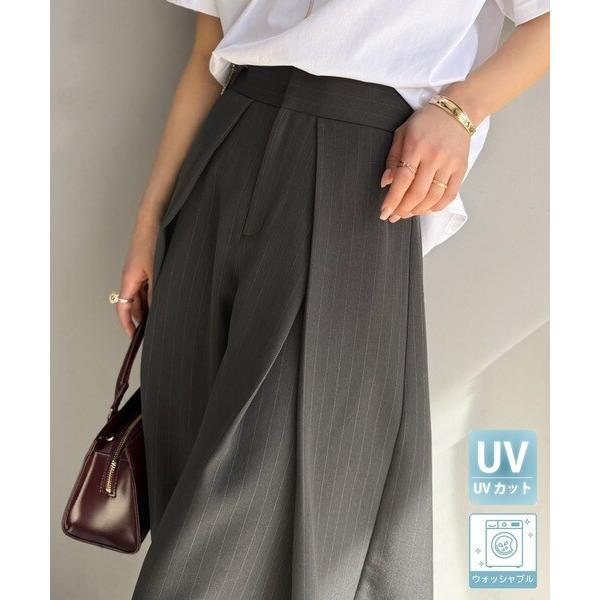 型番：EV0940259ブランド：クラシカルエルフ商品名：【Classical Evon】【UVカット＆ウォッシャブル機能付き】ダブルタックボリュームパンツカラー：グレーストライプ/ブラック/ブラウン