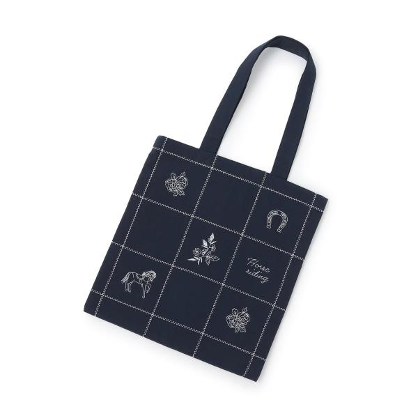 型番：9562406ブランド：プティマイン商品名：【親子リンク】インド綿刺しゅうトートバッグカラー：紺/生成