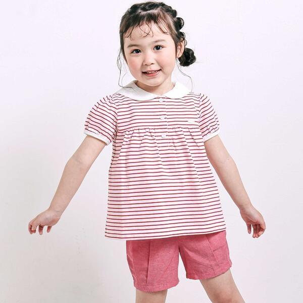 型番：1802-83024ブランド：スラップスリップ商品名：【マリンシリーズ】セーラーカラーボーダー半袖Tシャツ+パンツセットアップ(80~130cm)カラー：レッド系/ネイビー系