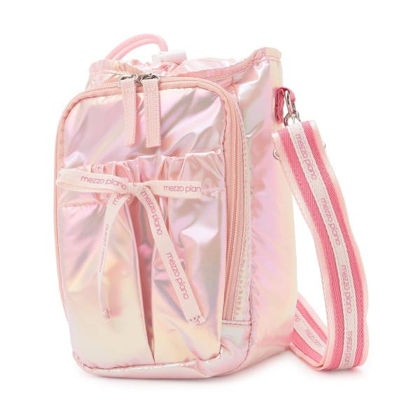 型番：6062412ブランド：メゾピアノ商品名：ロゴリボン　ペットボトルホルダー付ショルダーバッグカラー：ライト　ピンク/オフ　ホワイト