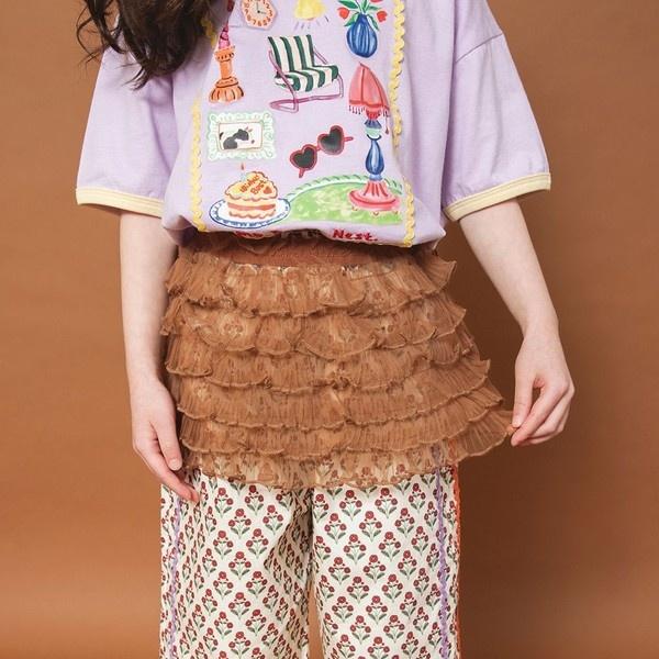 型番：16-6594-506ブランド：ブランシェス商品名：【WEB限定/りぃー×branshesコラボ】チュールフリルカラー：アイボリー/レッド/ブラウン