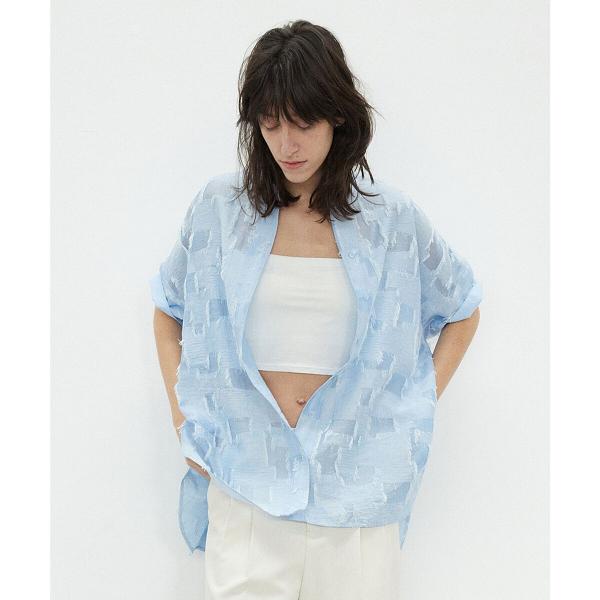 型番：204262014002ブランド：ローズバッド商品名：SHEER DOBBY S/S SHIRTカラー：BLUE/BLACK/BEIGE