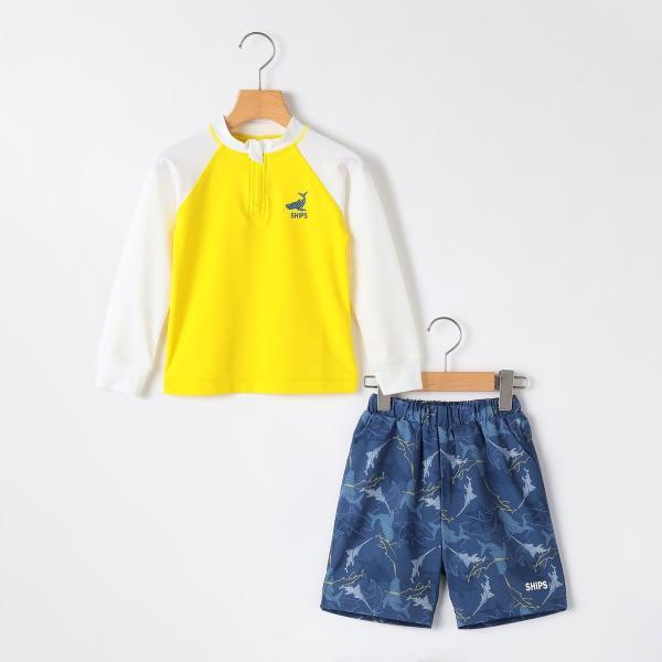 型番：518840020ブランド：シップス商品名：SHIPS KIDS:110〜150cm / 〈UVカット〉ラッシュガード スイムショーツ セットカラー：イエロー/ネイビー