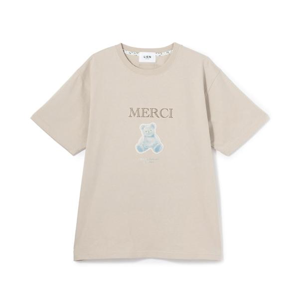 型番：3362234ブランド：プティマイン商品名：【親子リンク】【接触冷感】15th MERCI半袖Tシャツカラー：薄ベージュ/オフ　ホワイト