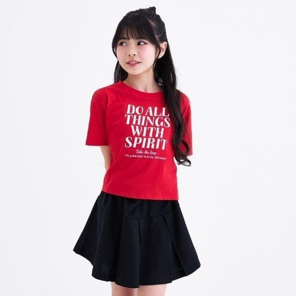 型番：6762311ブランド：ピンクラテ商品名：【3way/接触冷感】ロゴ半袖T＋プリーツスカートセットアップカラー：赤/黒/シロ杢