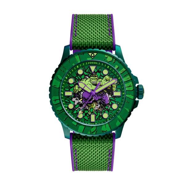 型番：LE1246SETブランド：フォッシル商品名：Marvel x Fossil インクレディブル・ハルク 腕時計 メンズ 自動巻き シリコンカラー：グリーン,　パープル
