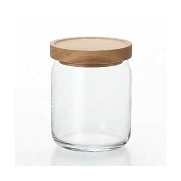 ・サイズ：径99×口径90×高さ123mm・容量：680ml・製造国：日本・素材：本体／ソーダガラス　　　　ふた／天然木　　　　パッキン／シリコーンゴム（耐熱温度120℃）