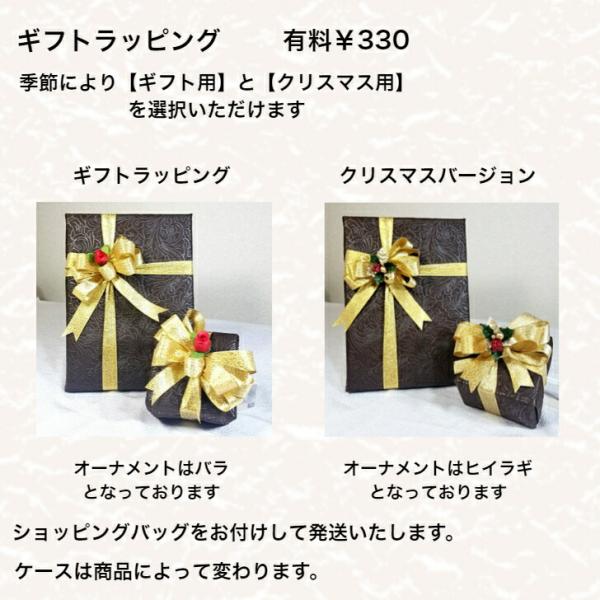 当店商品をご購入のお客様に限り、有料のラッピングをいたします。（当店商品をご購入いただかない場合、包装紙、リボンの大きさと長さが特定できないため、ご注文いただいても発送ができません）ケースは商品によって異なります。ケース+リボン+ショッピン...