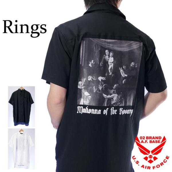 ●商品名リングス Madonna of the Rosary ピクチャープリント Bigシルエット 半袖シャツ 119213●キーワード送料無料 アメカジ ロック ストリート バンド ルード カジュアル 渋カジ K-POP 絵画 アート マ...