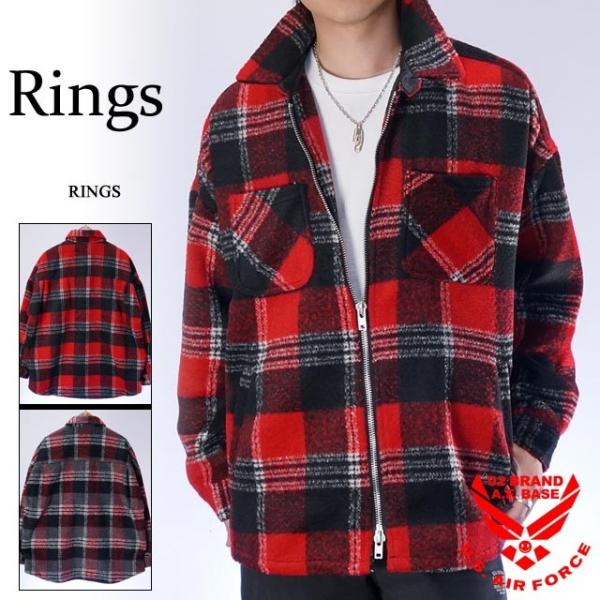 ●商品名リングス Bigシルエット チェック柄 ジップアップジャケット 138703●キーワード送料無料 アメカジ ロック ストリート バンド ルード カジュアル 渋カジ アウター ブルゾン メンズファッション outer Jacket c...
