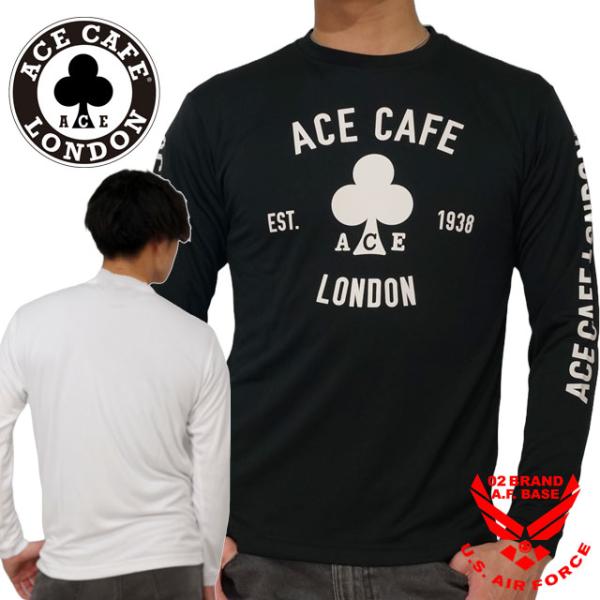 ●商品名エースカフェロンドン EST.1938 ロゴプリント 長袖Tシャツ ロンTee ストレッチドライ生地 aa001dl●キーワード送料無料 メール便対応 アメカジ カジュアル ストリート スポーツ ロッカーズ カフェレーサー ハーレー...
