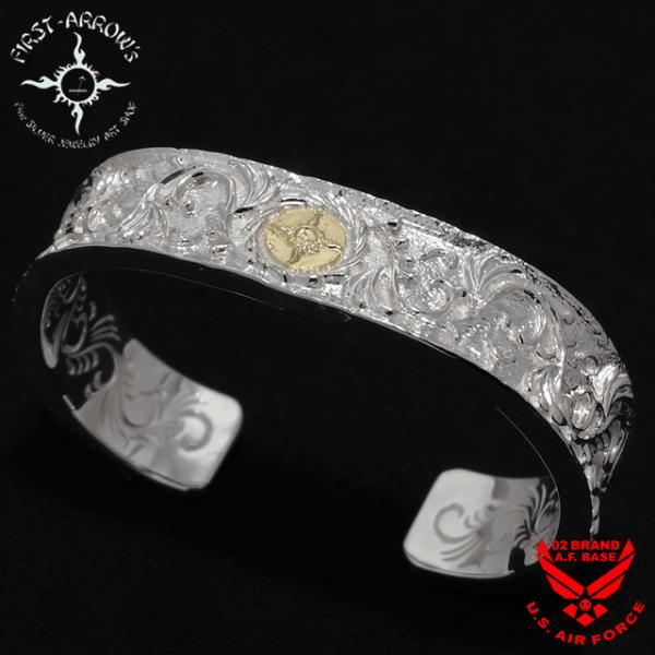 ●商品名ファーストアローズ K18付きアラベスクインゴッド バングル Lサイズ br-065●キーワード送料無料 代引き手数料無料 メール便対応 アメカジ バイカー ネイティブ インディアン 手彫り ジュエリー アクセサリー ブレスレット ...