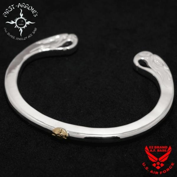 ●商品名ファーストアローズ K18付ダブルヘッド イーグルバングル br-195●キーワード送料無料 代引き手数料無料 メール便対応 アメカジ バイカー ネイティブ インディアン 手彫り ジュエリー アクセサリー ブレスレット シルバー95...