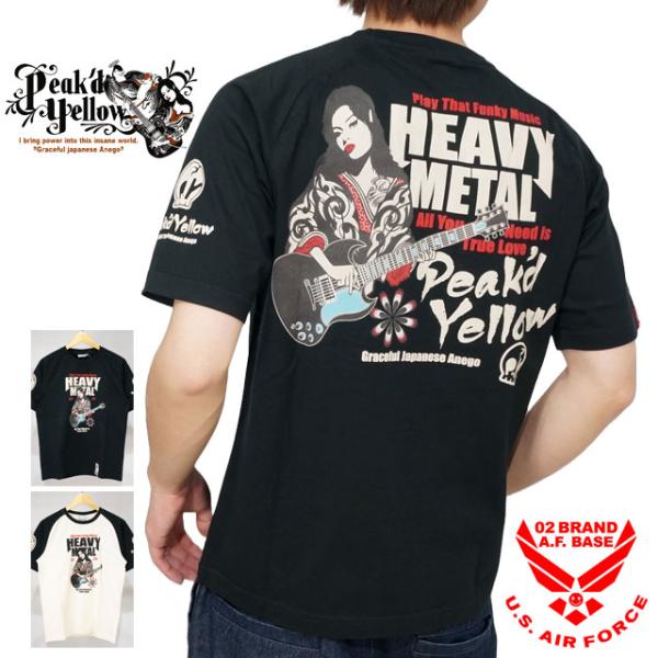 ●商品名ピークドイエローヘビーメタル 姉御 和柄 抜染プリント 天竺 ラグラン 半袖Tシャツ pyt-241a●キーワード送料無料 メール便対応 アメカジ バイカー カジュアル ミリタリー バンド ロック ハーレー ハルカミライ BABYM...