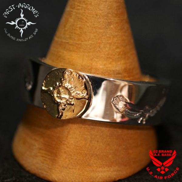 ●商品名ファーストアローズ K18付き 平打ち8mm EAGLE STUMP WORK リング r-181●キーワード送料無料 代引き手数料無料 アメカジ バイカー カジュアル インディアン ジュエリー ネイティブ エグザイル 手彫り アク...