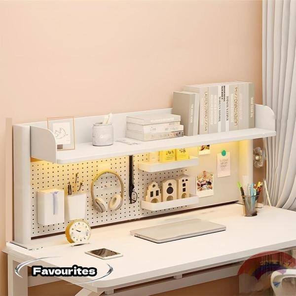 机上ラック 有孔ボード付き 卓上ラック クランプ式 スタンド式 デスク上収納ラック ペグボードつき デスクシェルフ デスク上置棚 多機能 小物入れ 白 オーク