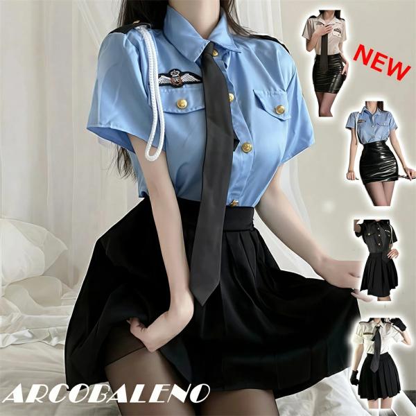 本格的なポリス制服（警察官コスチューム） が登場です！ 上着＋スカート＋ネクタイ＋パンスト＋パンツの豪華5点セット。 スカートはおしゃれなプリーツスカートとクールなタイトスカートの2款式からお選びいただけます。 ◆セット内容：上着＋スカート...
