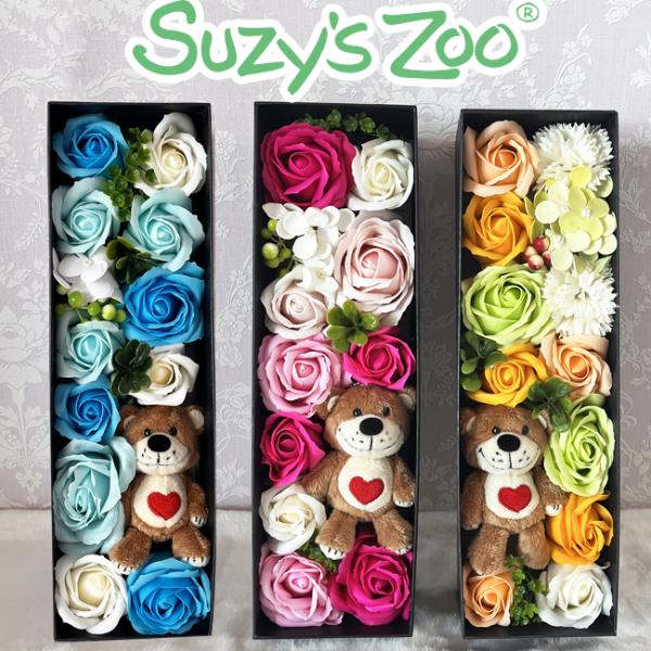 [スージー・ズー（Suzy's Zoo）ブーフ Boof ]スージー・ズーのかわいいブのーフぬいぐるみ付ギフトは枯れないお花との組み合わせが華やかでくまちゃんやスージーズーが大好きな様々な年代の方にとっても喜ばれています。 特別感のある贈り...