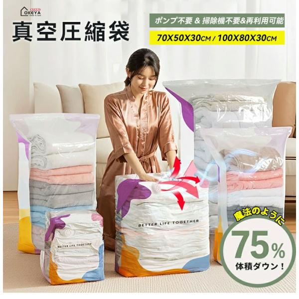 素材 PA（ナイロン）+ PE（高密封性）／頑丈で繰り返し使える／防水・防湿性に優れる発送状態 通常発送（折りたたみ・圧縮なし）サイズ＆重さ 大号（Mサイズ）：約50×70×30cm超大号（Lサイズ）：約80×100×30cmカラー ホワイ...