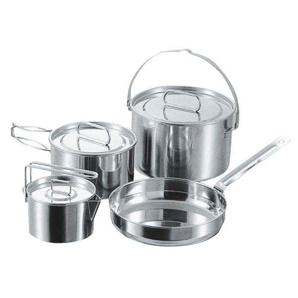 ■メーカー名：CAPTAINSTAG■品名 ：ラグナ　ステンレスクッカーLセット■品番：M-5504■商品概要・仕様■セット内容：20cm鍋（外径210×高さ130ｍｍ、底板厚0.5ｍｍ容量4Ｌ）：16cm鍋（外径170×高さ100ｍｍ、底...