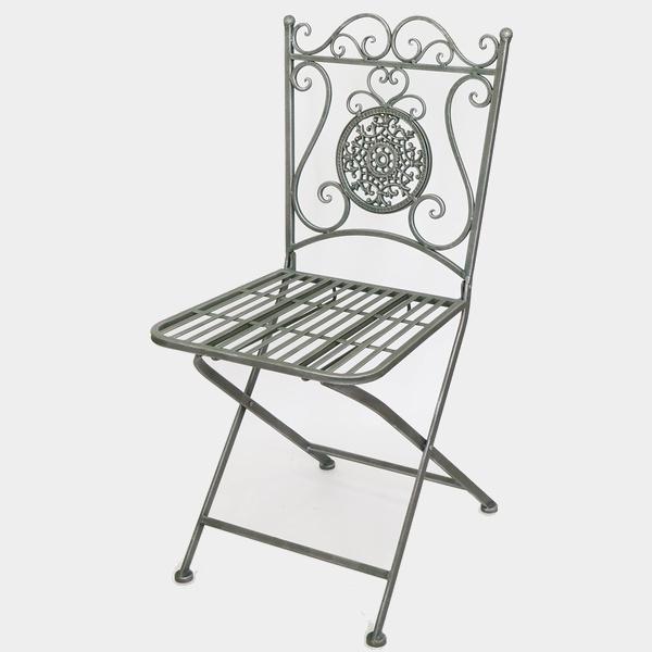 アンティーク調の装飾が美しいアイアンチェアです。 サイズ（約）：幅42.5×奥行52×高さ90cm　座面高さ/46cm重量（約）：8kg素材：アイアン折りたたみ式 注意事項・サイズ・重量・色味・塗装ムラなど多少の個体差があります。メーカー許...