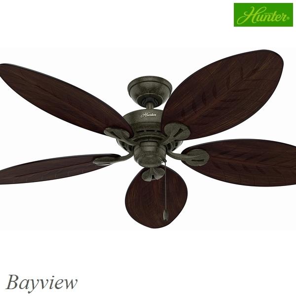 メーカー名：HUNTER ハンター（アメリカ）名称：ベイビュー本体仕上げ：プロバンスゴールド羽根径：54インチ（137cm）羽根枚数：5枚羽根仕上げ：ダークパームリーフ機能：・ハンター ウィスパーウインド（WhisperWind）モーター・...