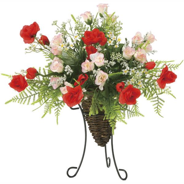 サイズ(約):W37×D28×H38cm重量(約):350g材質:本体/ポリエステル＋ポリエチレン、花器/籐＋スチール生産国:日本加工:光触媒加工（V-CAT）説明:酸化チタン光触媒は、植物の葉緑素が光のエネルギーを使って二酸化炭素を酸素に...