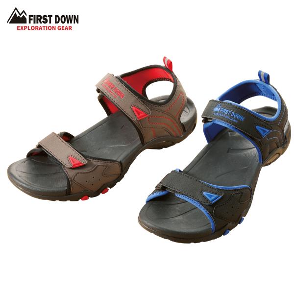 ジャストフィットで歩きやすいサマーサンダル。足首、甲をしっかりホールドするから歩きやすい「FIRST DOWN」のサマーサンダル。2つの面ファスナーでサイズ調整可能。足をしっかりと固定するデザインで歩きやすいサンダルです。片足約240g（M...