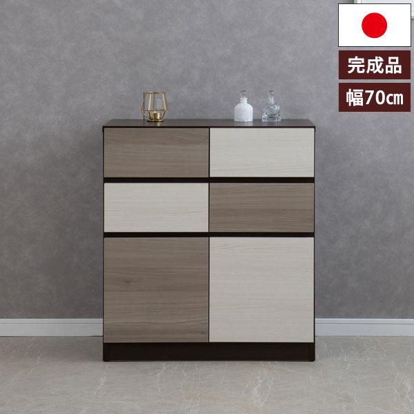 国産 木製 サイドボード 板扉 開き扉 引出し A4収納 リビング収納 大容量 スライドレール コード穴 バイカラー日本国内で造られた品質の高い完成品のキャビネットチェスト【Figo】フィーゴシリーズ。人気カラー3種ホワイトウォッシュ・グレ...