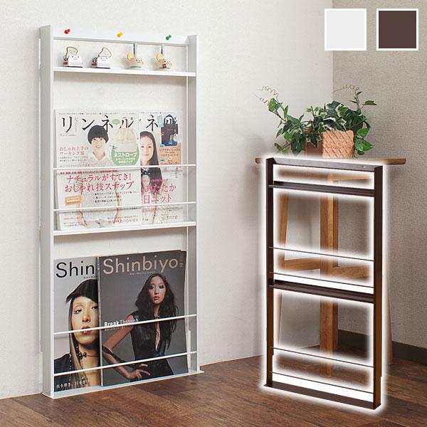 壁や家具に設置できる！超薄型ミニマガジンラック。小物や雑誌、CD等を格好良くディスプレイしながら収納できる優れものです。■商品外寸（約）：幅45×奥行7.5×高さ90.5cm■収納部内寸（約）：幅42×奥行（上・中）5（下）4×高さ（上）1...