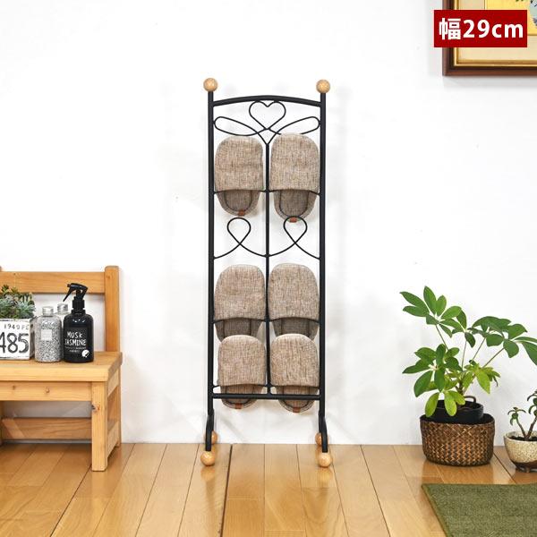 アイアンテイスト スリッパ収納 天然木 お洒落 省スペース天然木の丸い木玉がアクセントのスリッパラック。スリムで場所を取らずに置けるので圧迫感を感じさせません。スリッパは最大4足収納可能です。足元の木玉はアジャスターになっていて、ガタつきを...