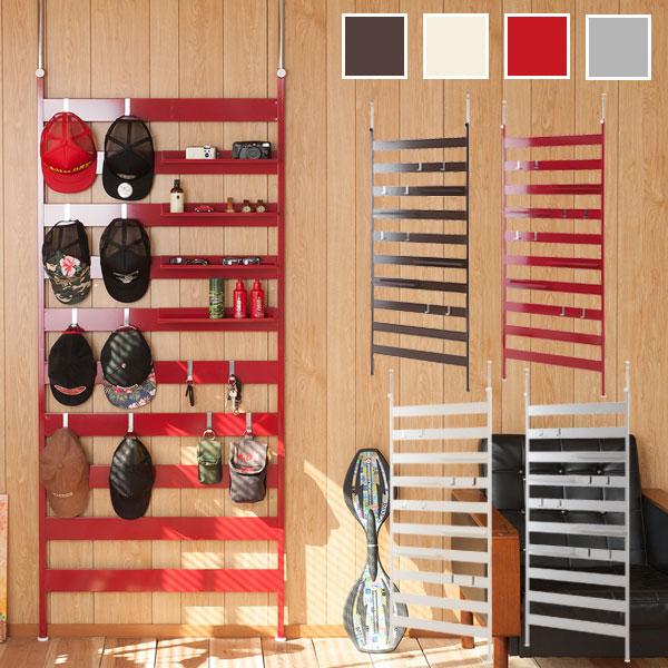 壁面収納 棚板付き ラダーラック パーテーション 突っ張り式 省スペースお部屋にちょっとしたアクセントを与え、貴方のアイデア次第でお部屋をショップのように演出できるNEWつっぱり式ラダーラックに、棚板4枚付いて更にお部屋がランクアップ！ちょ...