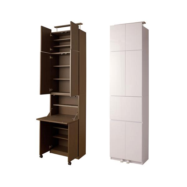 奥行わずか31cmの空間を壁面いっぱいに収納&amp;ディスプレイ！備え付けのような壁面収納のデスクタイプ■サイズ（約） 幅59.5×奥行31×高さ230（立上がり扉高さ5cm含む）cm ■重量（約） 40kg ■カラー ホワイト/ダークブ...