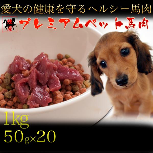 【名称】 プレミアムペット馬肉 50g×20p 1kg 【内容量】 プレミアムペット馬肉 50g×20p 1kg 【原材料】 馬肉　カナダ産 【製産・加工地】 安井商店 羽曳野市伊賀5−7−1 【賞味期限】 90日 解凍後はすぐにご使用下さ...