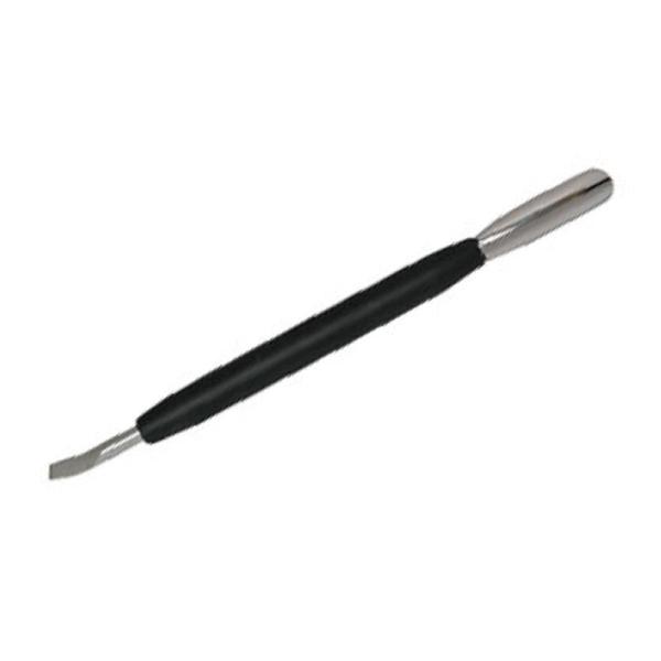 従来のスクープ部分をより薄く加工しました。より薄く、鋭くなったスクープは美しいネイルケアを求めるプロネイリストの声を反映させたものです。全長::約137mm素材:グリップ部分/シリコン　金属部分/ステンレス合金鋼