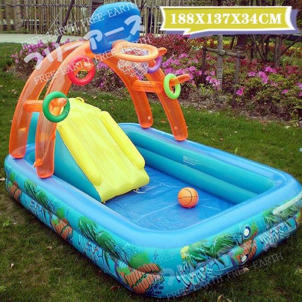 ■商品コート：xf220622yc7■カラー 写真の通り■サイズ 188x137x34CM※サイズは平置きでの実寸になっております。多少誤差がございます。滑り台付きプール 電動ポンプ付き プール ビニールプール 家庭用プール ファミリープー...