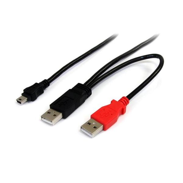 【発売日：2015年09月30日】USB Mini-B オス コネクタをUSB-Aオスコネクタ2つに分岐するUSB-A - Mini-B Y型ケーブル(1.8m)。Mini USB対応の外付けハードディスクを接続する際、USB-Aポート2つ...
