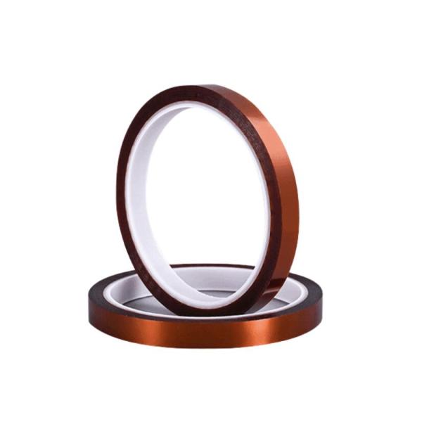 電子基板のマスキングや保護に適した耐熱ポリイミドテープの2枚セットです。素材はポリイミドとシリコーンで、サイズは幅15mm×長さ33m×厚さ0.06mmです。耐熱温度は連続使用で260°C、短期間で300°Cまで対応します。高い粘着力と柔軟...