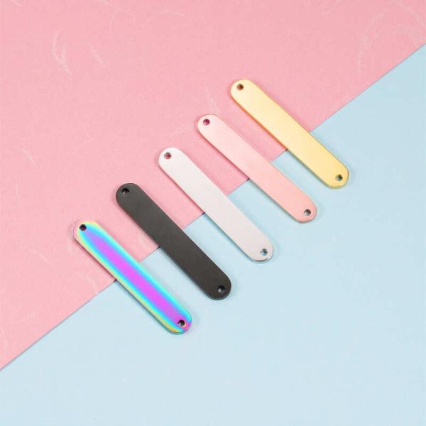 <p><b><font size="3" color="#333333">"【ミラー仕上げ】ステンレス 楕円形ペンダントヘッド DIYアクセサリーパーツ 1.5×6×35mm 2連穴 長方形 チェーン用 ...
