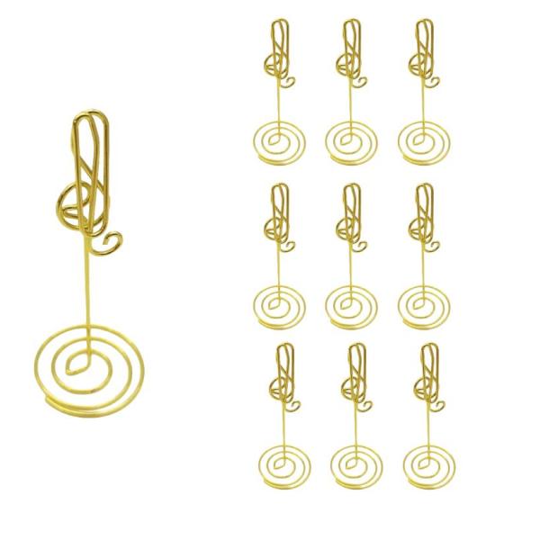 デスク上で名刺や写真、テーブル番号カードなどを立てて表示できる金属製クリップホルダーです。10個セットで、オフィスやイベントなど様々なシーンでご利用いただけます。素材は鉄、カラーはゴールドです。簡易フレームが付いており、卓上フォトフレームや...