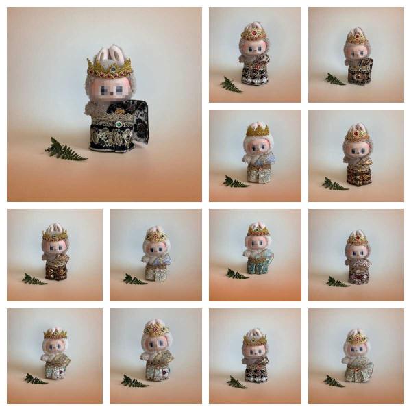 POPMART「THE MONSTERS Exciting Macaron」シリーズのLABUBU(ラブブ)専用の手作りぬいぐるみ服セットです。ポリエステル素材の服とクラウンがセットになっています。15cmおよび17cmサイズのラブブに合わ...