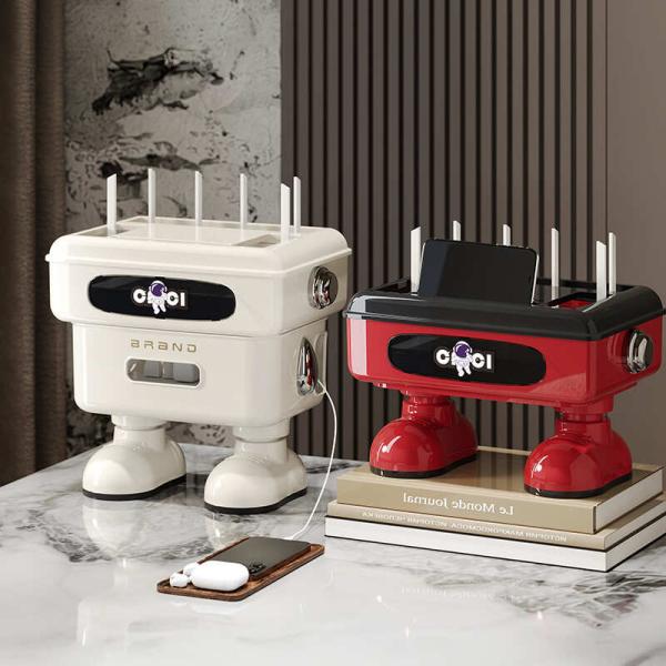 <p><b><font size="3" color="#333333">【ロボットデザイン】Wi-Fiルーター収納ボックス 家庭用 無線ルーターケース ケーブル整理 デスクトップ整理ラック プラスチック...