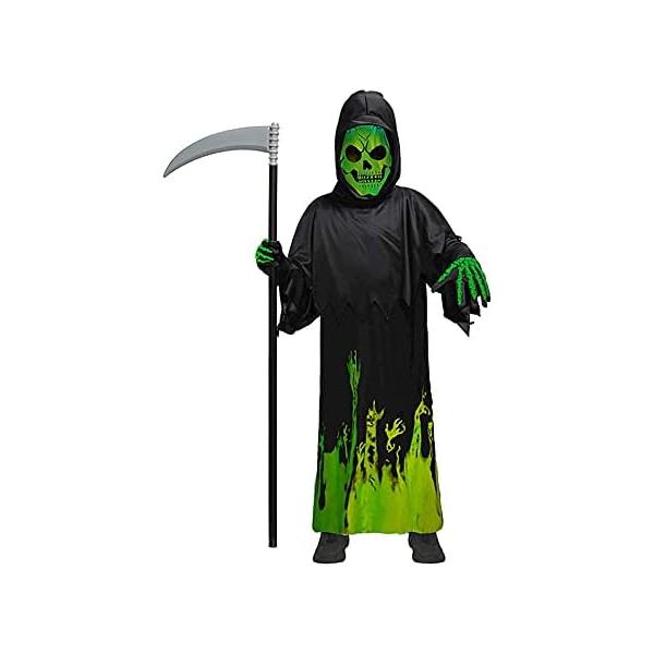 ハロウィンイベントや仮装パーティー向けの子供用死神コスプレセットです。ローブ、鎌、手袋が付属し、すぐに衣装が完成します。素材はポリエステルで、鎌はプラスチック製です。サイズはS(110-120cm)、M(120-130cm)、L(130-1...