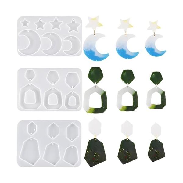 シリコン樹脂型を使い、エポキシ樹脂でオリジナルのジュエリーを作れるDIYクラフトキットです。月や星、不規則な形など多様なデザインのモールドが含まれています。素材は耐久性のある高品質シリコンです。キラキラ装飾やドライフラワーを入れてアレンジ可...