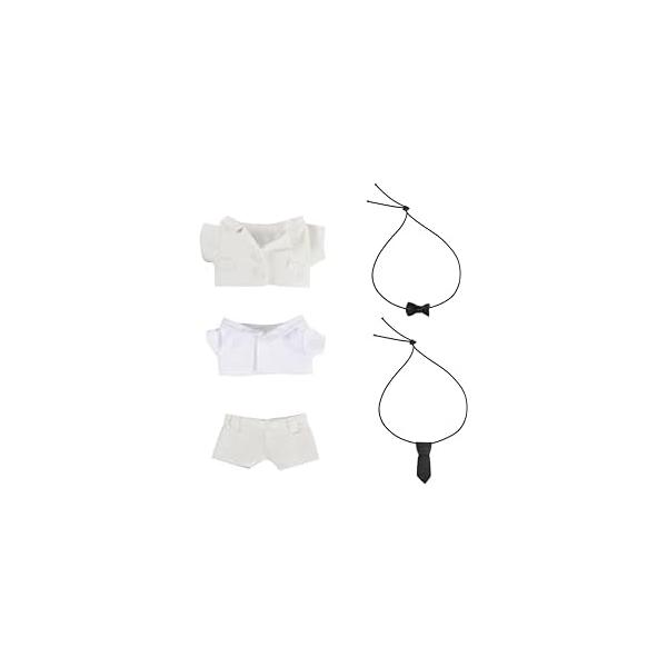 15cmサイズのぬいぐるみに着せられる正装スタイルの5点セットです。ジャケット、ワイシャツ、ズボン、ネクタイ、蝶ネクタイが含まれます。素材はポリエステルとコットンを使用しています。シンプルでおしゃれなデザインで、プレゼントやデコレーションな...