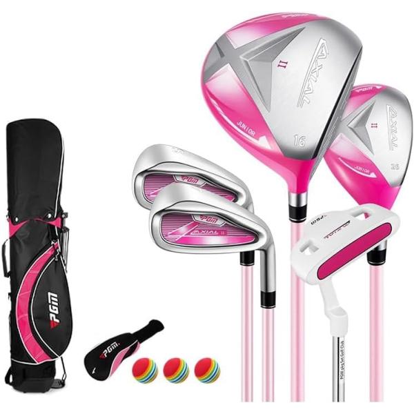 ジュニア向けのゴルフクラブセットです。初心者の練習に適した右利き用で、キャディバッグが付属します。カーボンシャフトで軽量に設計されており、扱いやすくなっています。アイアン部はステンレス鋼を使用し、耐久性があります。#1、HYBRID、#7、...