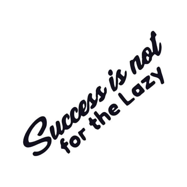 Success is Not for The Lazyの英字デザインが特徴の防水PVC素材製ステッカーです。高品質PVC素材で防水・耐日焼け性があり、耐久性に優れています。裏面の保護フィルムを剥がして貼るだけで簡単に取り付け可能で、跡残りに...