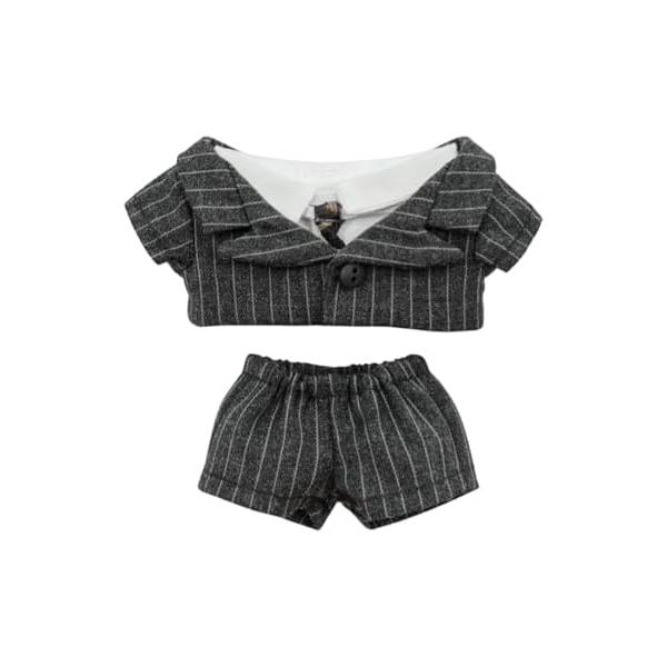 10cmサイズのぬいぐるみ用の服4点セットです。シャツ、ズボン、スーツ、ネクタイが揃い、おしゃれなコーディネートができます。素材は綿混紡とポリエステルです。マジックテープやゴム仕様で着脱が簡単です。サイズは手作業のため誤差が生じる場合があり...